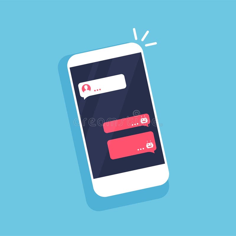 Smartphone with Dialog Boxes Chat Bot. Stock Vector - Illustration of ...