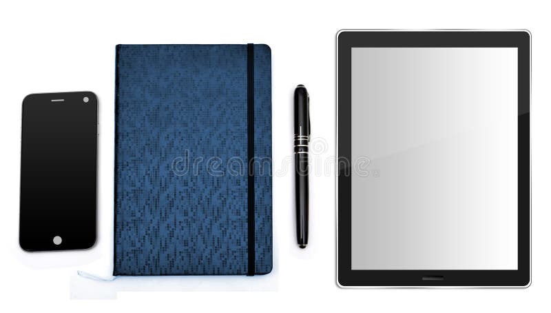 Smartphone, Diary Pen and Smart Tablet Pc Stock Photo - Image of ...