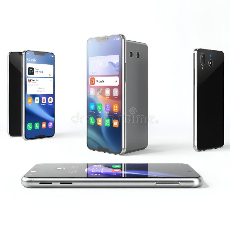 Smartphone with Different Views in Realistic Style Stock Illustration ...