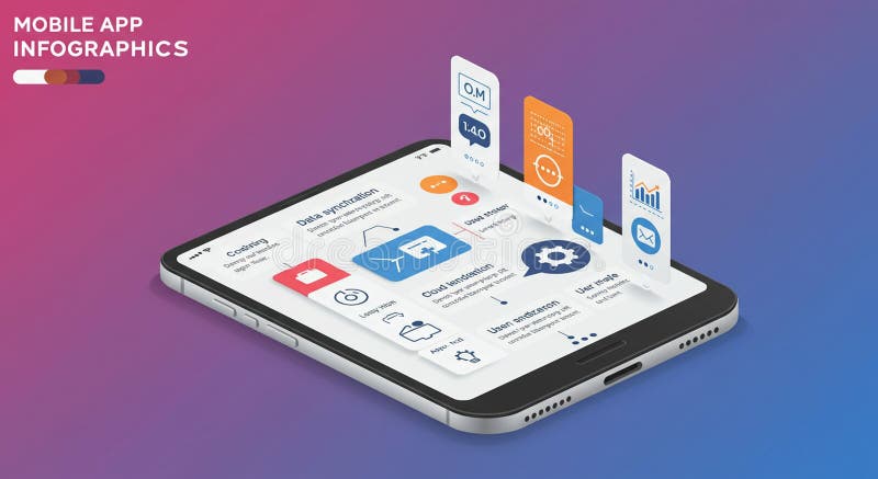 A Smartphone Display Features a Mobile App Interface with Infographics ...