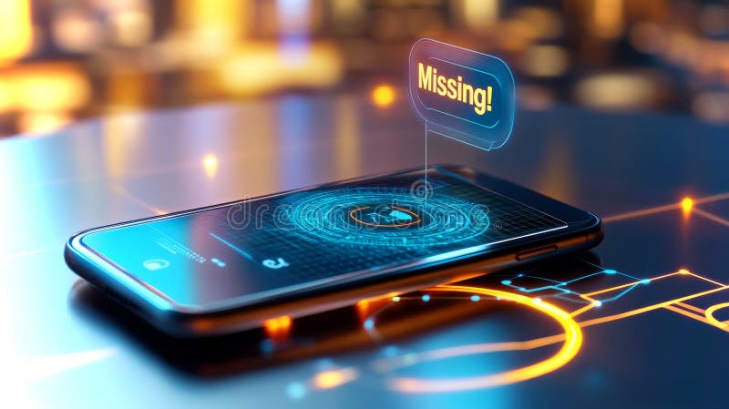 Smartphone Display Showcasing Lost Pet Notification in a Futuristic ...