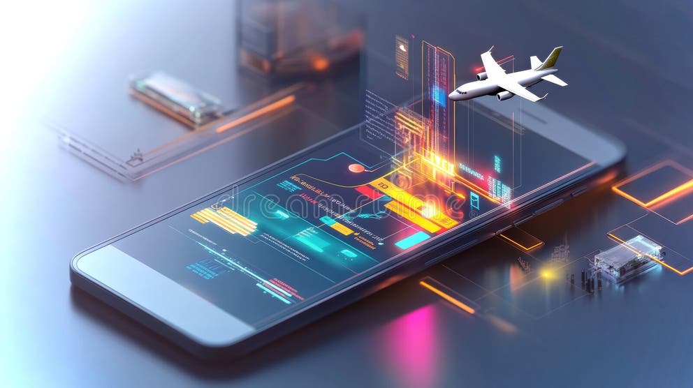 Smartphone Display Showcasing Miniature Airplane with Interactive ...