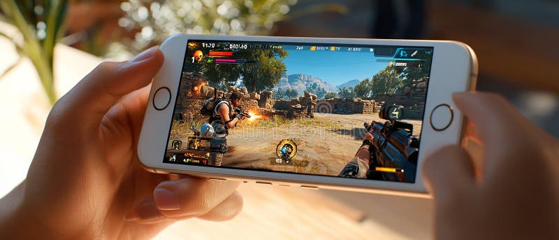 Smartphone Display Showing an Intense Gaming Experience with Futuristic ...