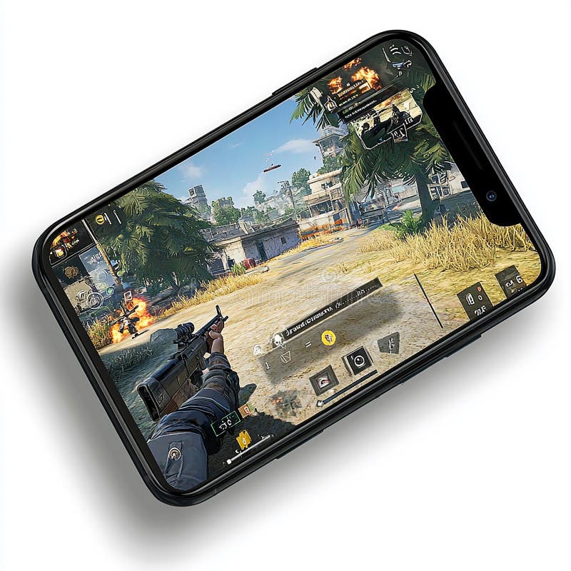 Smartphone Display Showing an Intense Gaming Experience with Futuristic ...