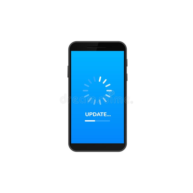Smartphone Display Update Process Loading Icon with Progress Bar in ...