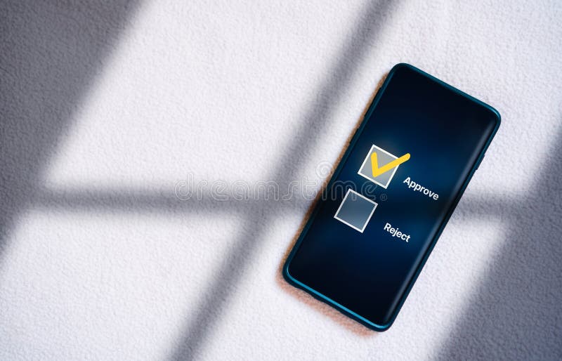 Smartphone Displaying Approve Document and Project on Screen. Stock ...