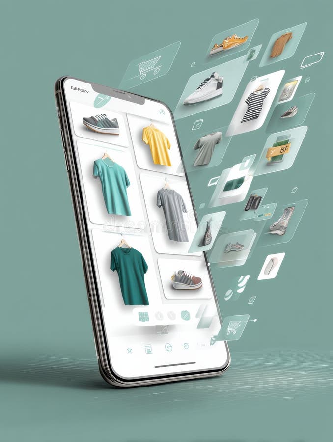 Smartphone Displaying Augmented Reality Product Cards for Online ...