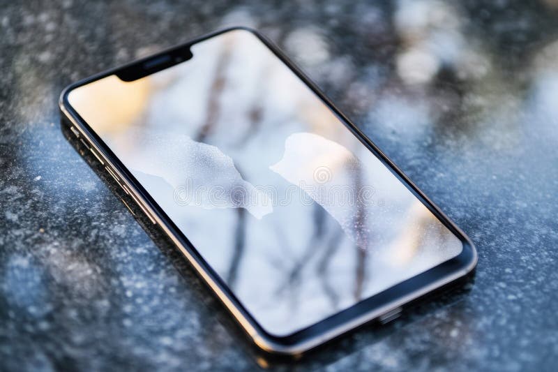 Reflections on a Smartphone Screen Resting on a Smooth Surface in ...