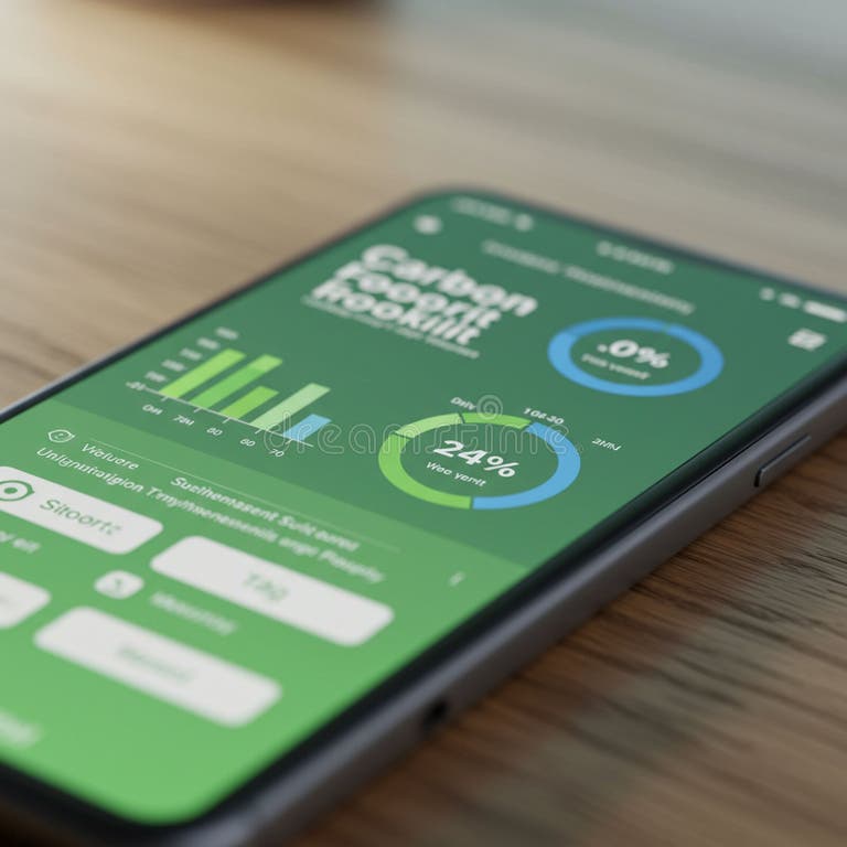 Smartphone Displaying a "Carbon Footprint Toolkit" App. the Screen ...