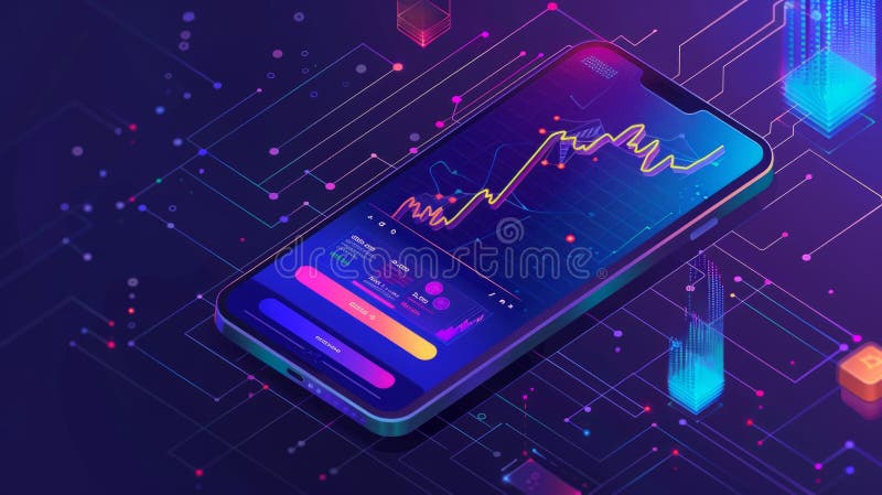 Smartphone Displaying Chart Analysis, Close Up Stock Image - Image of ...