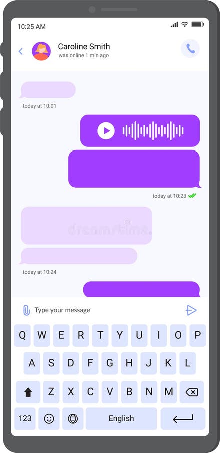Smartphone Displaying a Chat Conversation with Audio Message, Text ...