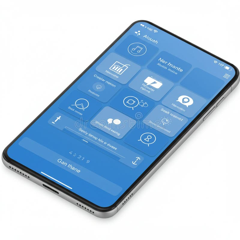 Smartphone Displaying a Digital Interface with Various Icons and ...