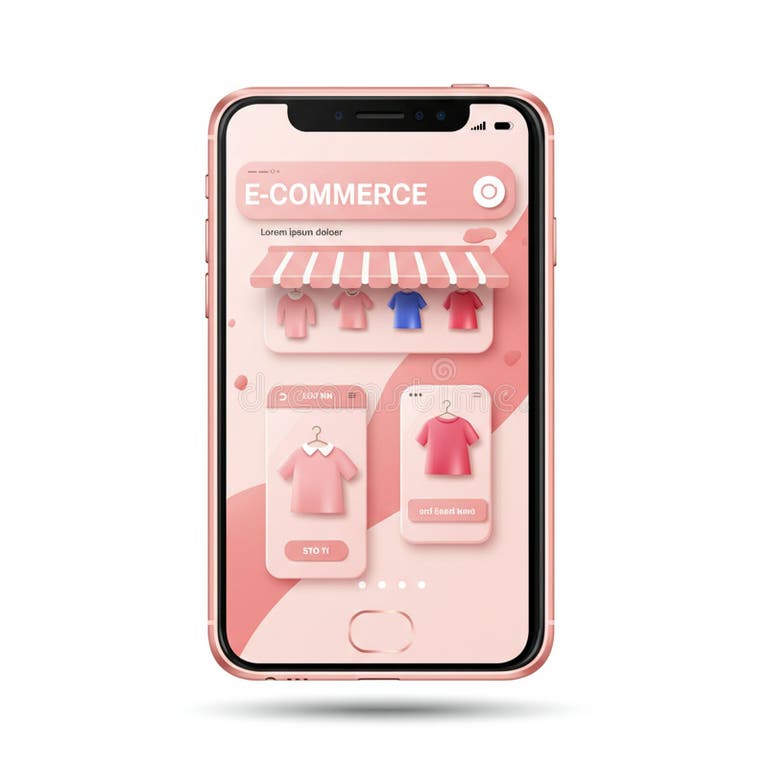 Smartphone Displaying an E-commerce App Interface with a Pastel Pink ...