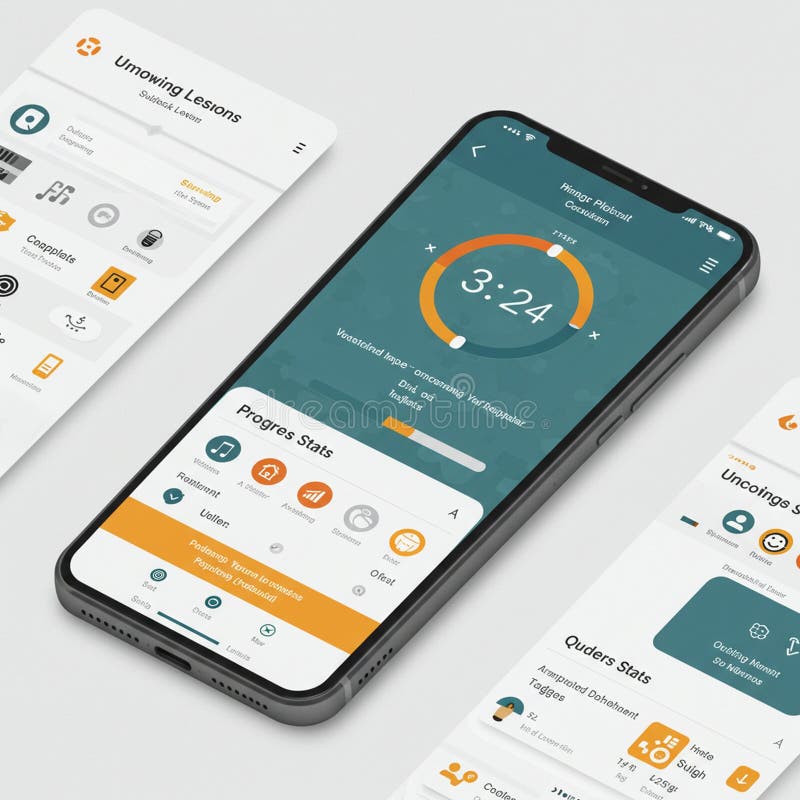 Smartphone Displaying Educational App Interface with Features Like ...