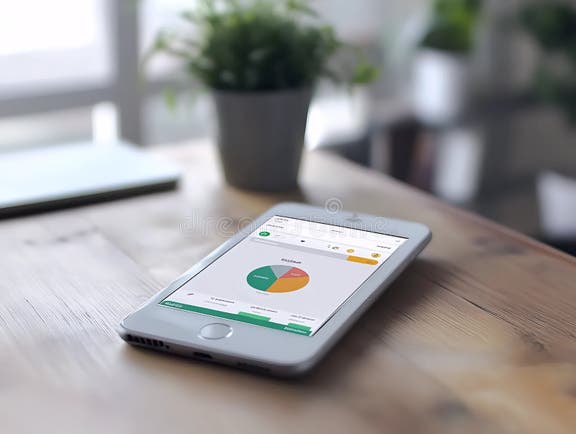 A Smartphone Displaying a Financial App Interface with a Pie Chart and Other Data Visualizations ...