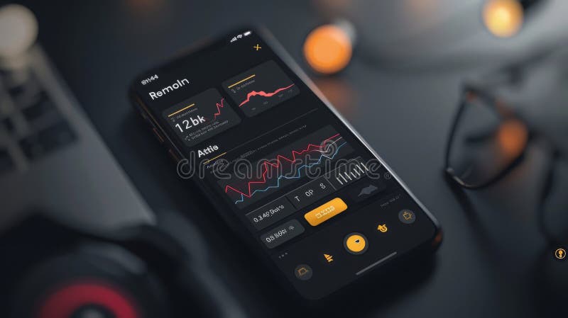 Smartphone Displaying Financial Data App with Line Charts and Numbers ...