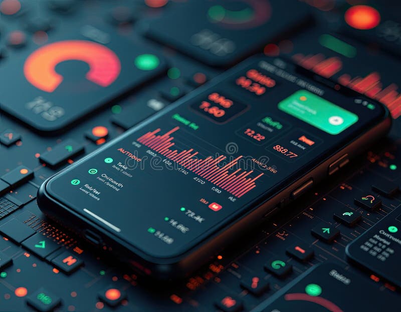 Smartphone Displaying Financial Stock Market Data and Graphs Stock ...