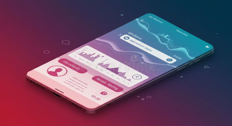Smartphone Displaying a Futuristic, Colorful User Interface Featuring ...