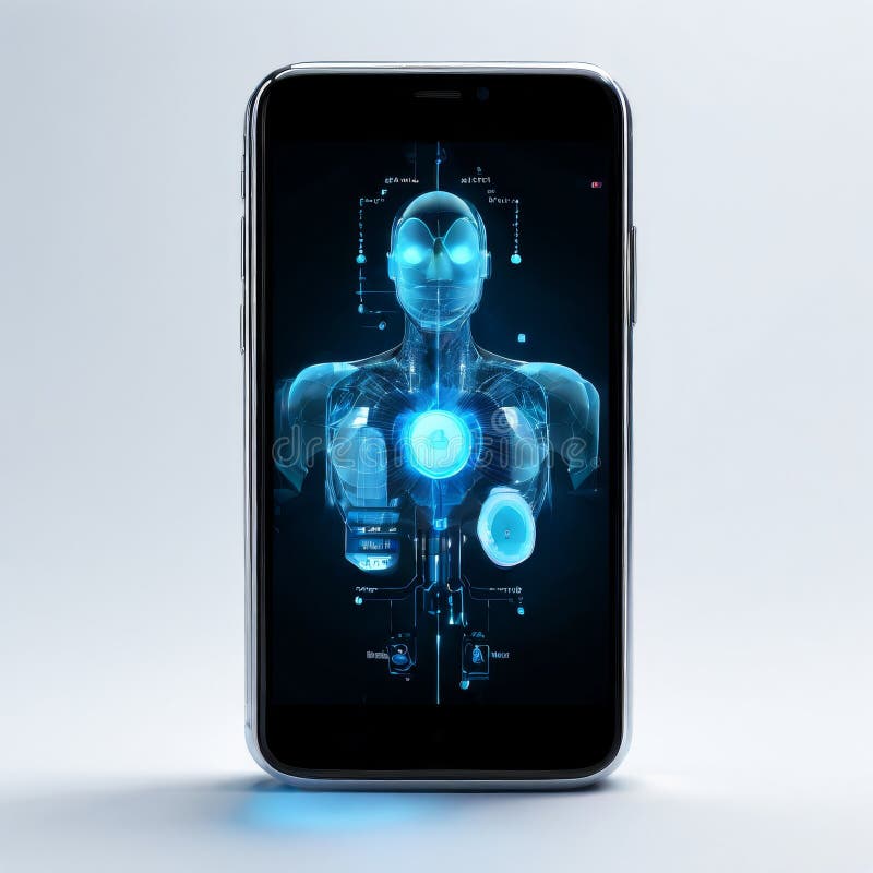 Smartphone Displaying Futuristic Medical Data and Human Anatomy ...
