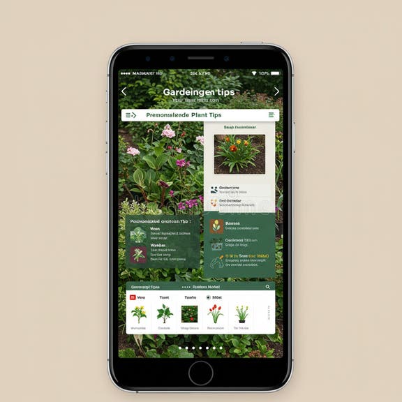 Smartphone Displaying a Gardening App Interface. the Screen Shows ...