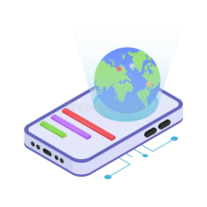 Smartphone Displaying Global Data and Connectivity, Symbolizing Smart ...