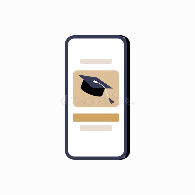 Smartphone with Graduation Cap Icon in Flat Vector Illustration ...