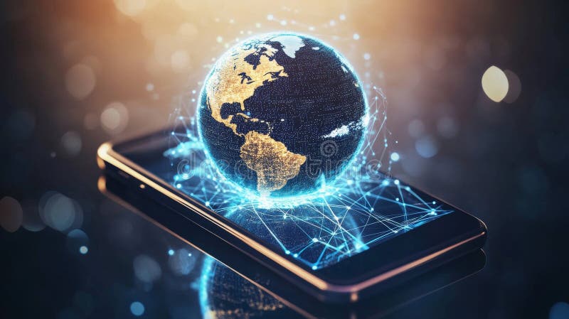 A Smartphone Displaying an Interactive Holographic Image of Global ...