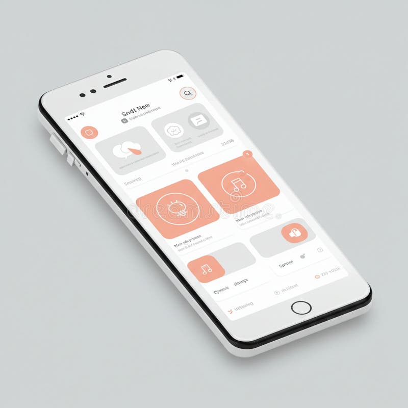 Smartphone Displaying a Minimalistic User Interface with a White and ...