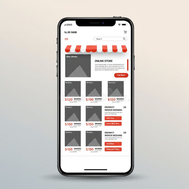 Smartphone Displaying an Online Store Interface with a Mock-up Design ...