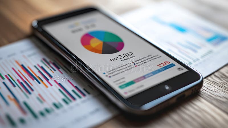 Mobile Business Analytics stock illustration. Illustration of financial ...