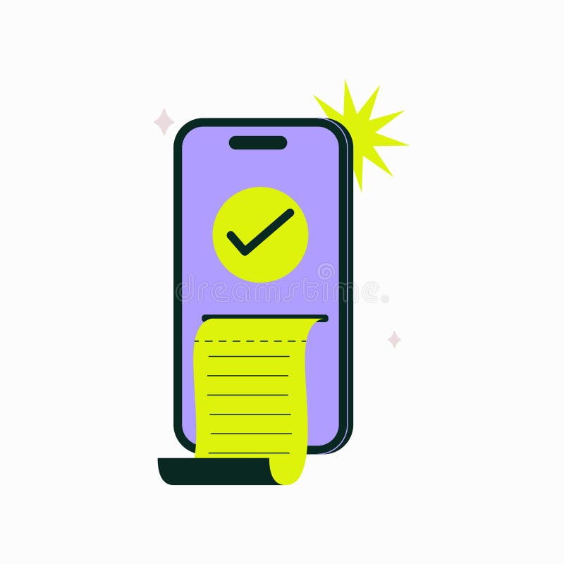 Smartphone Displaying Receipt with Checkmark in Flat Vector ...