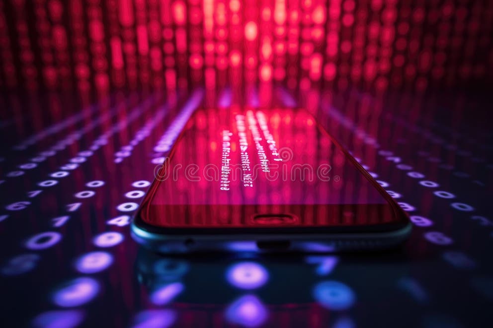 Smartphone Displaying Red Coding Script on Screen Stock Illustration ...