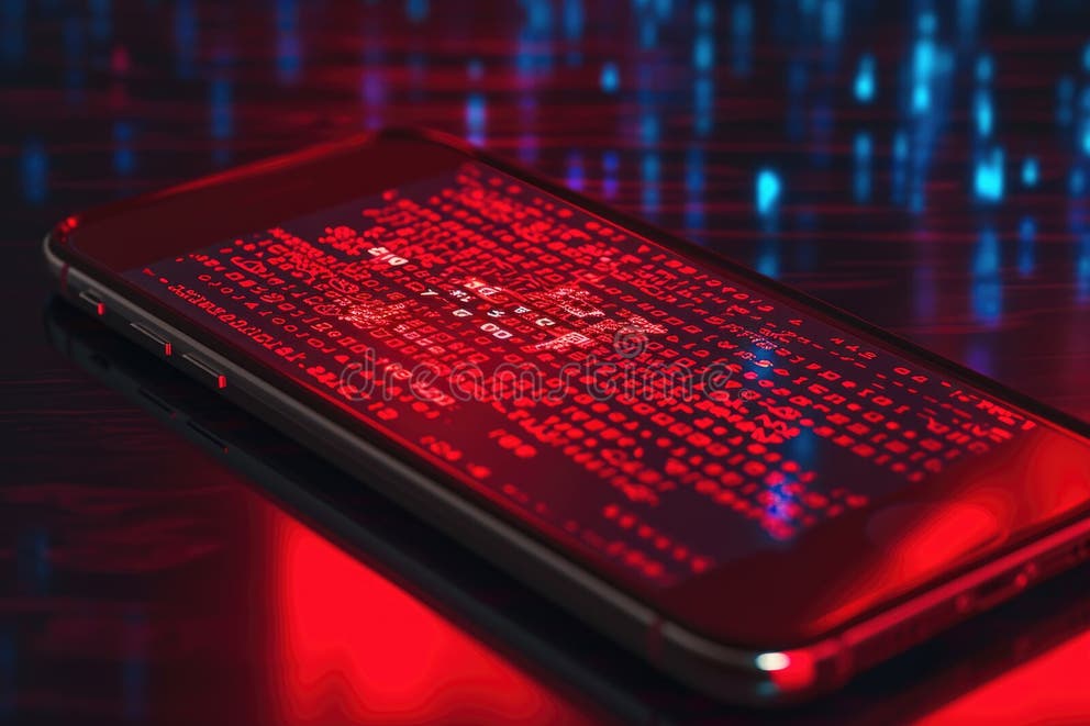 Smartphone Displaying Red Coding Script on Screen Stock Illustration ...