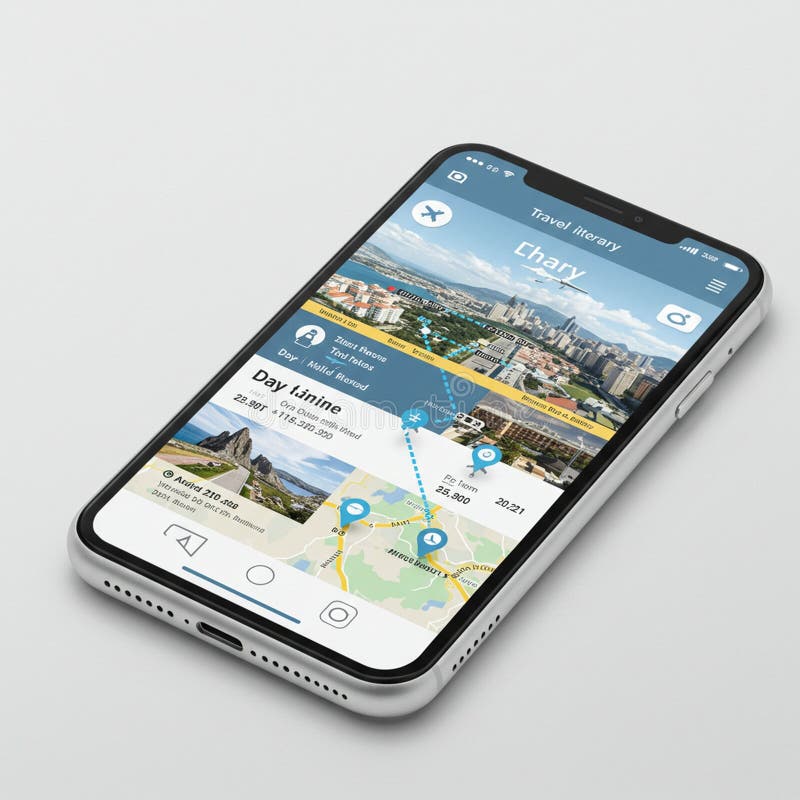 Smartphone Displaying a Travel Itinerary App Interface on Its Screen ...