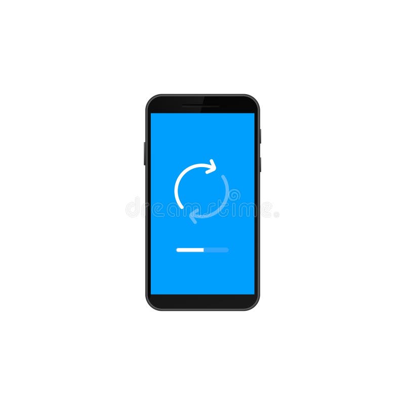 Smartphone Displaying Update Icon with Progress Bar on Blue Screen ...