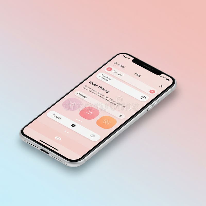A Smartphone Displaying a User Interface with a Pastel Pink and Peach ...