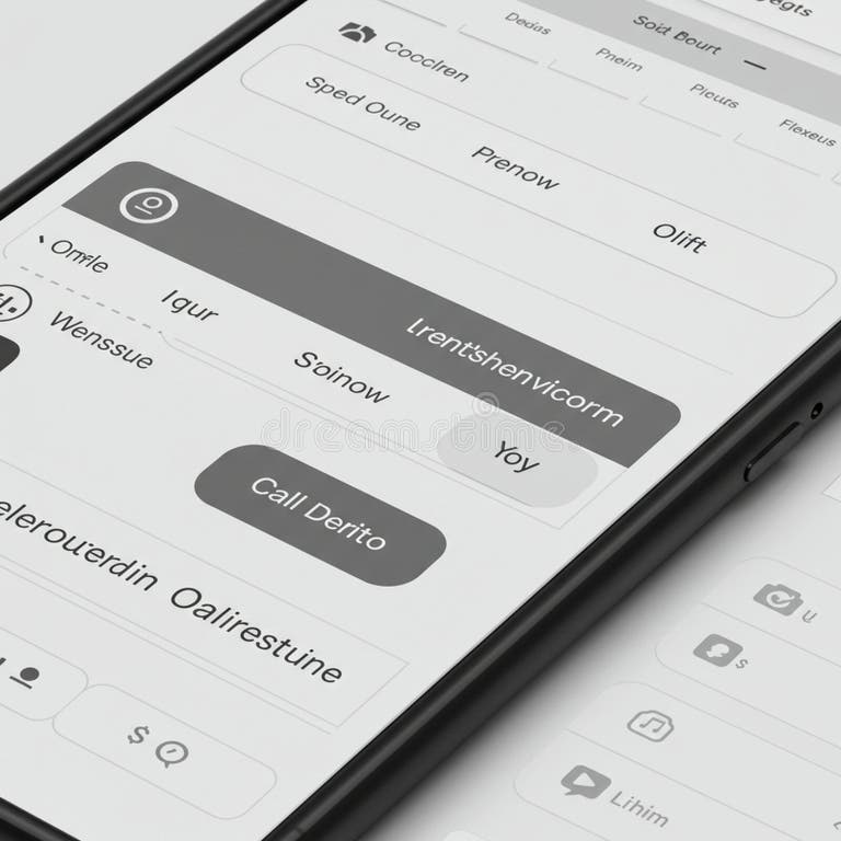A Smartphone Displaying a User Interface with Various Buttons and Text ...