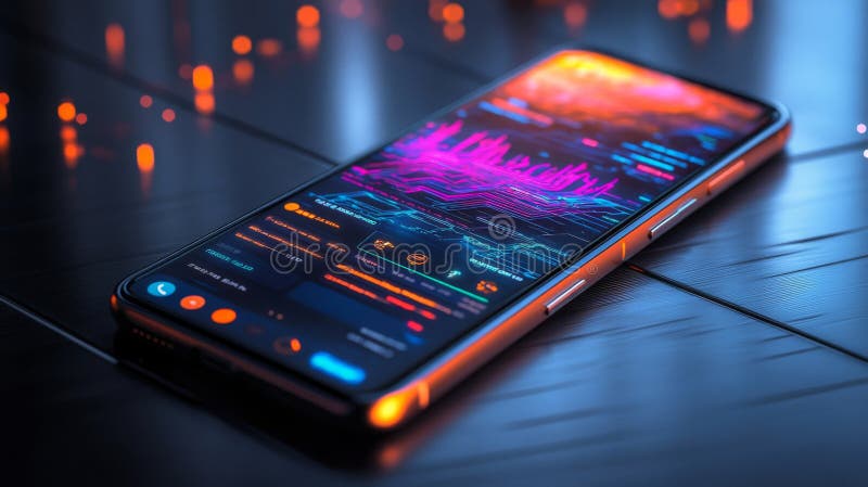 Smartphone Displaying Vibrant Financial Data Graphs and Charts Stock ...