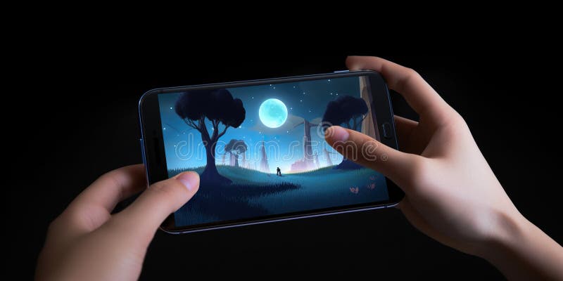 A Smartphone Displaying a Virtual Reality App, Contrasted Against an ...