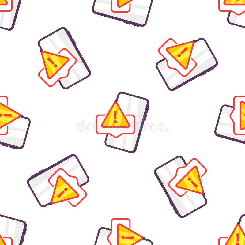 Smartphone Displaying Warning Notification in Seamless Pattern Stock ...