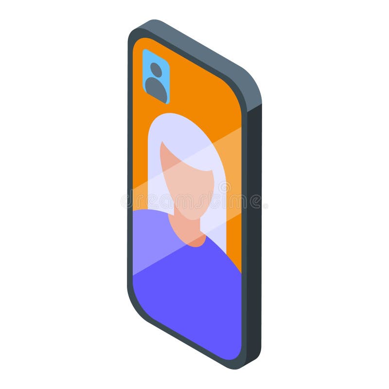 Smartphone Displaying Woman Using Video Call App Isometric Icon Stock ...