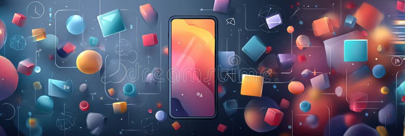 Stylized Smartphone Surrounded by Vibrant Icons and Notifications in a ...