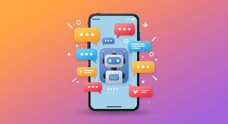 A Smartphone Displays a Chatbot in a Graphical Interface. the Screen ...