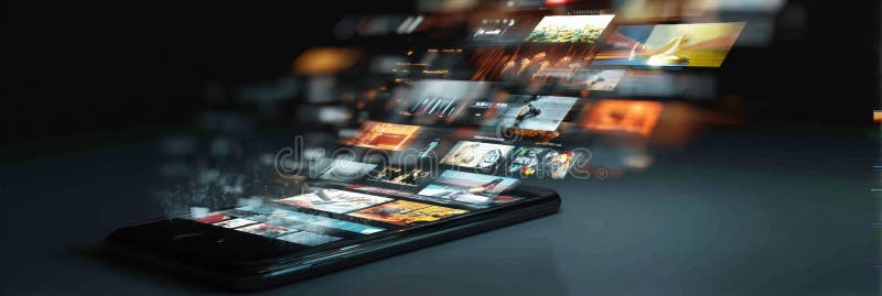 Digital Content Streams from Smartphone Showcasing Multimedia Elements ...