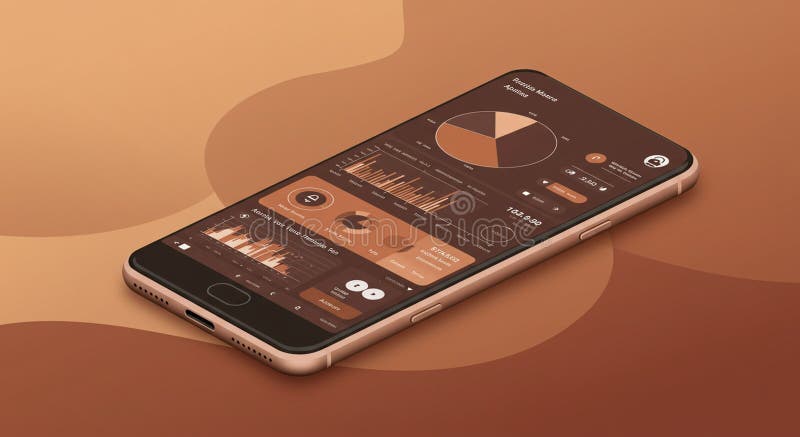 A Smartphone Displays a Financial Dashboard Interface in Shades of ...