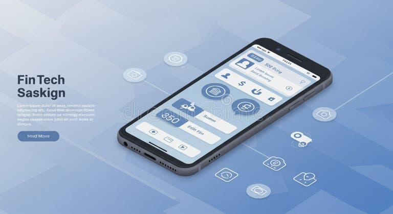 A Smartphone Displays a Financial Technology App Interface with Icons ...