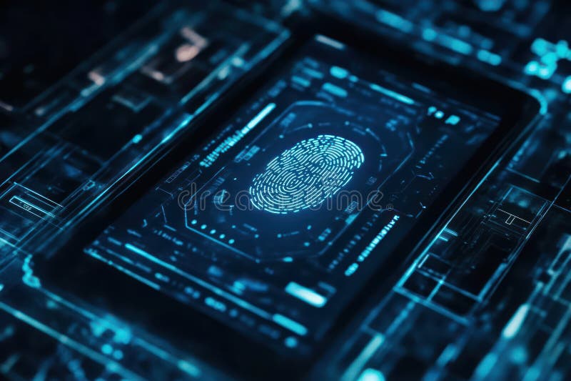 Smartphone Displays Fingerprint Scanner for Security Stock Image ...