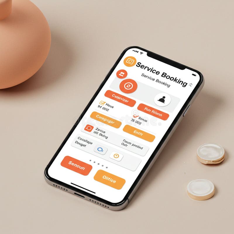 A Smartphone Displays a Service Booking App Interface. the Screen Shows ...