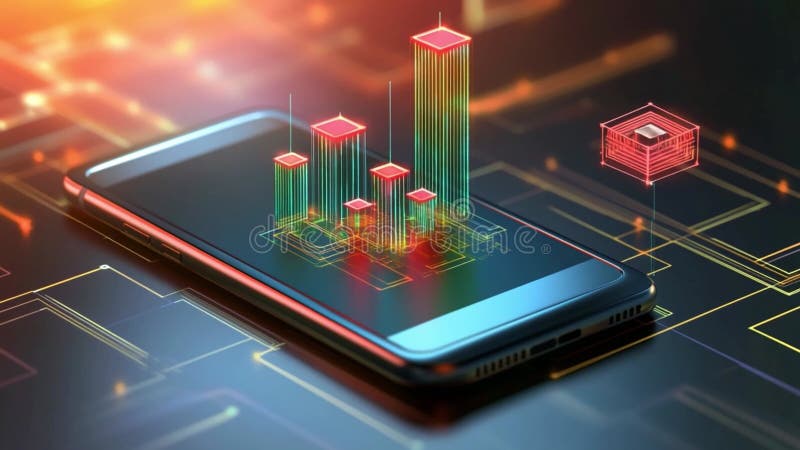 Innovative Smartphone Showcasing Holographic Data Visualization ...