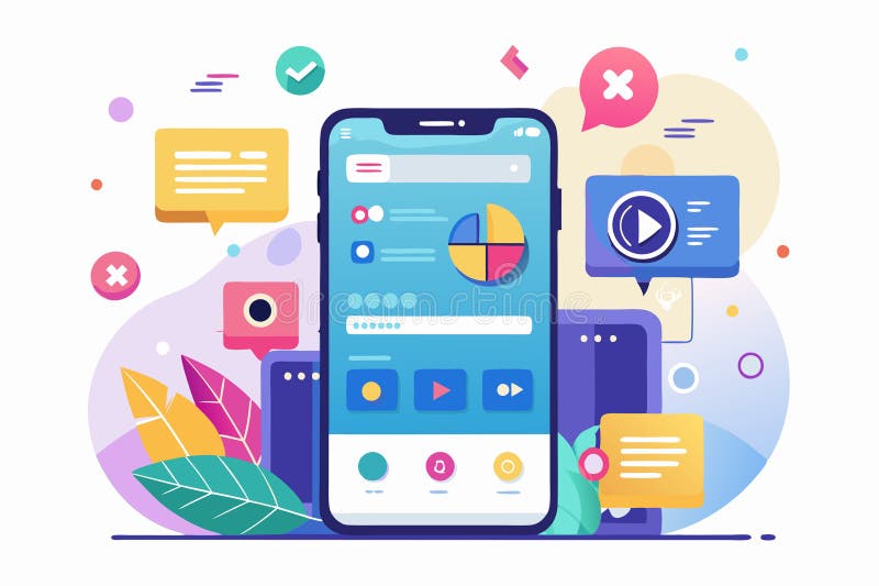 A Smartphone Displays a Vibrant UI UX Design with Various Interactive ...